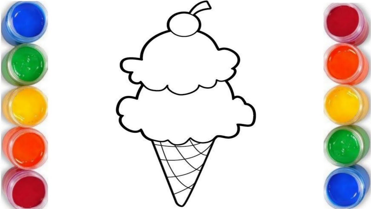 ice cream drawing, coloring for kids - YouTube