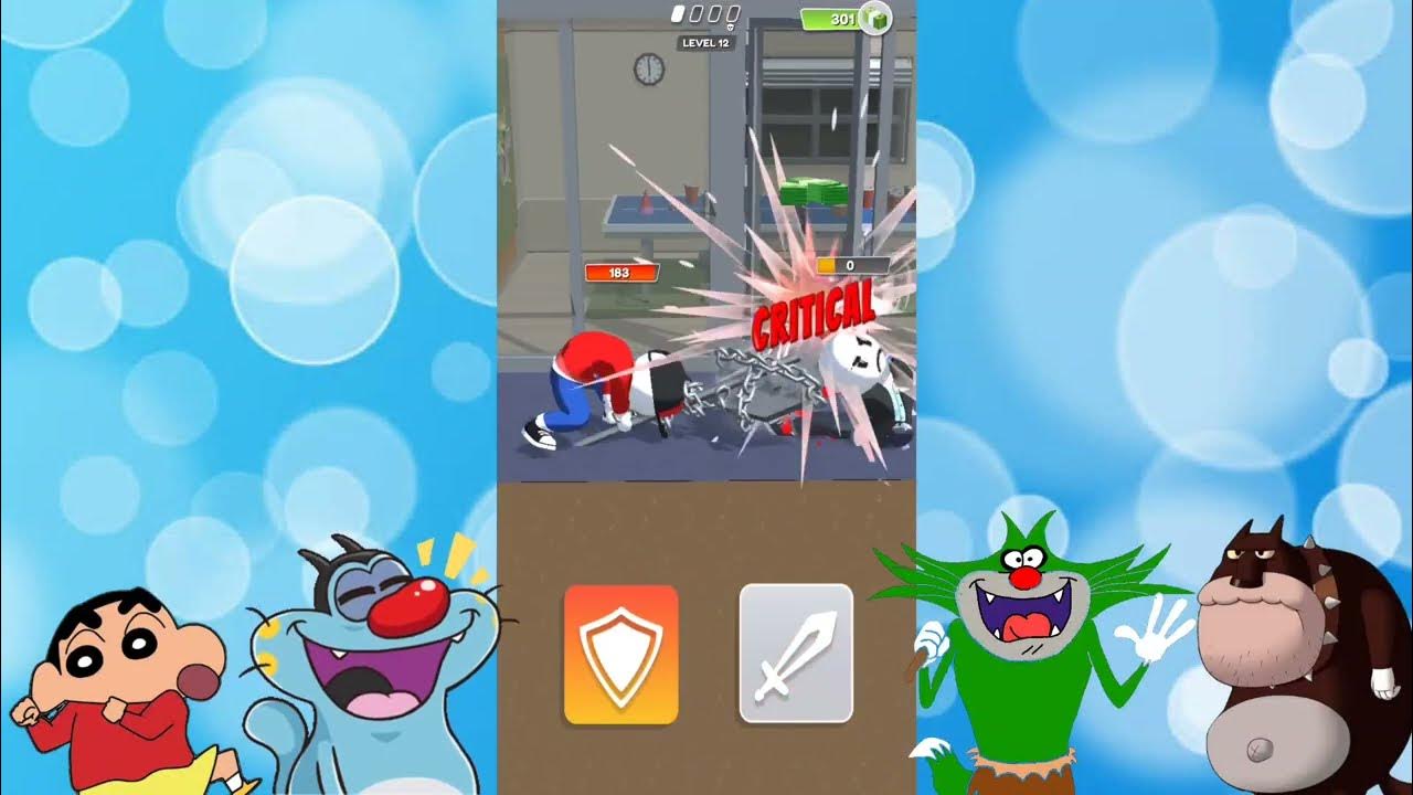 Oggy And Jack Playing Merge Fighters Game | With Bob And Shinchan | Oggy Game Part 2 - YouTube