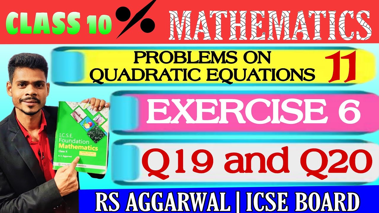 Class 10 maths|Problems on quadratic equations|exercise 6 q19 and q20 ...