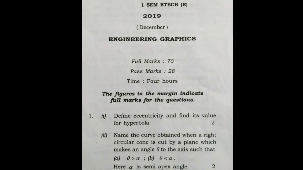 ENGINEERING GRAPHICS || question paper ||BTECH 1st semester - YouTube