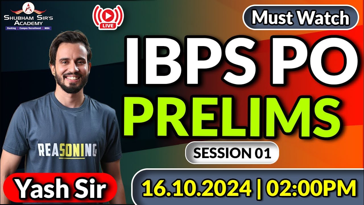 IBPS PO Prelims 2024 Session 01 | Basic with Yash Sir | #YashSir #ShubhamSir #SSA #IBPS #PO # ...