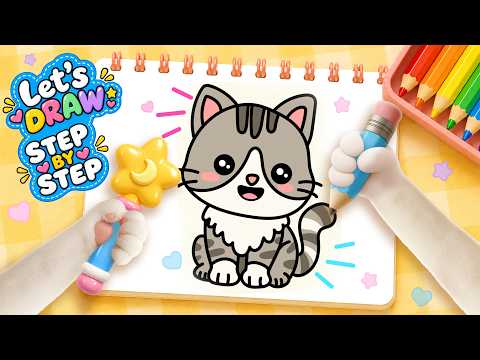 This is How I Draw a Cute Cat 🐱 Easy Step-by-Step Drawing for Kids