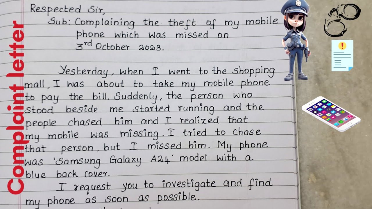 How to Write a Complaint Letter to Police about Theft or Lost Mobile ...