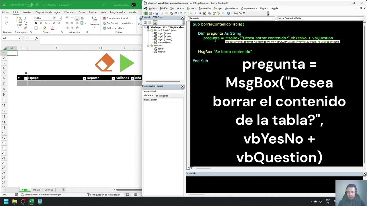 Controla la ejecución de tus macros con MsgBox en Excel - YouTube