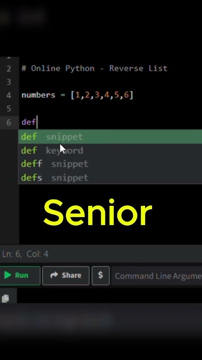 Python Reversed List | Junior vs Senior #programming #javascript #python #coding #developer # ...