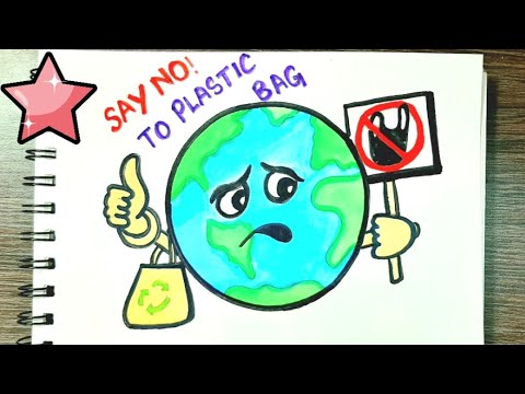 Say No To Plastic Drawing | Stop Plastic Bags Pollution Poster Making ...