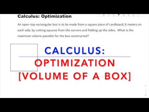 Calculus: Optimization [Volume of a Box] - YouTube
