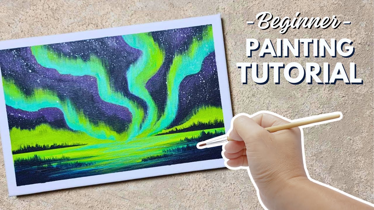 How to Draw Northern Lights Aurora / Easy Acrylic Painting for ...