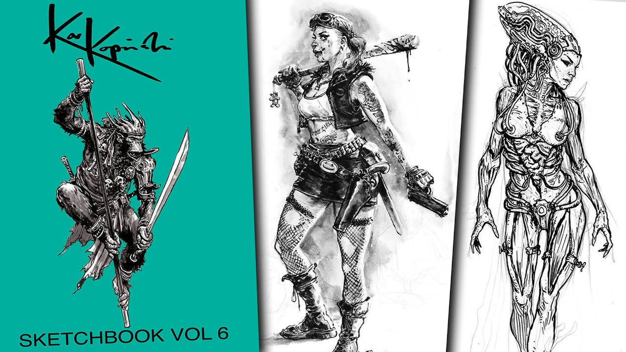 Karl Kopinski sketchbook vol 6 - book preview - YouTube