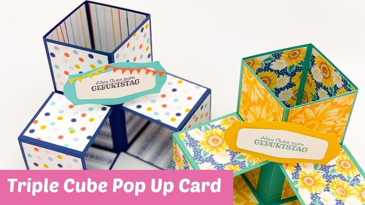 Triple Pop Up Cube Card ⎮Anleitung auf deutsch und in cm⎮DIY - YouTube