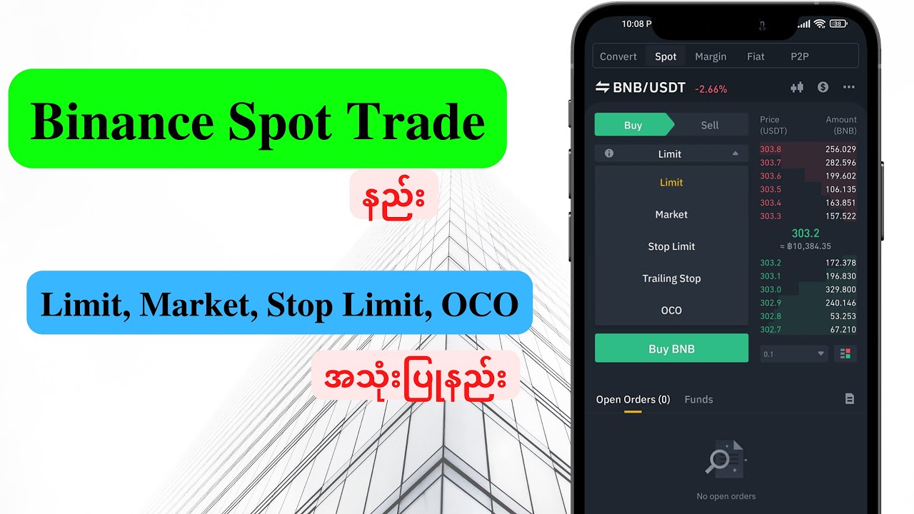 Binance spot trade နည်း နှင့် Limit, Market, Stop Limit, OCO အသုံးပြုနည ...