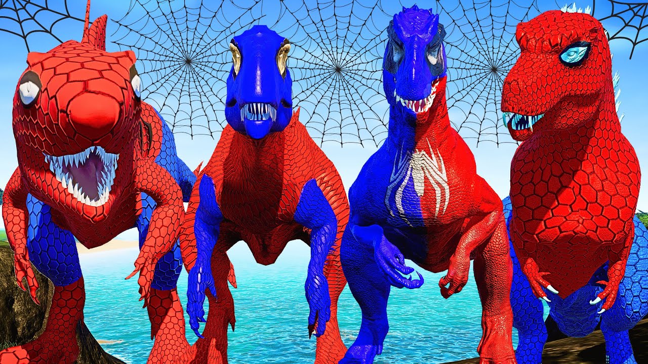 Spiderman Dinosaurs vs 4 Different Dinosaur Types Epic Battle | Dino ...