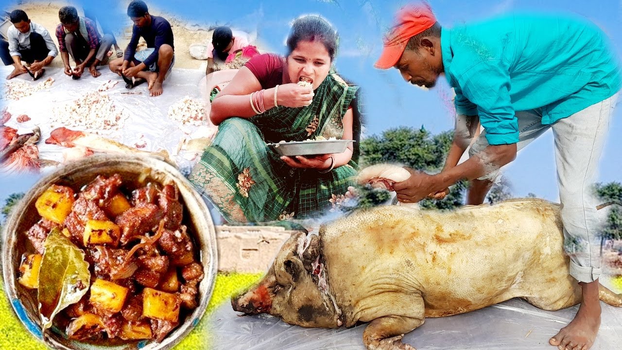 How to cook pig meat curry | crispy pork belly | eating show | asmr ...