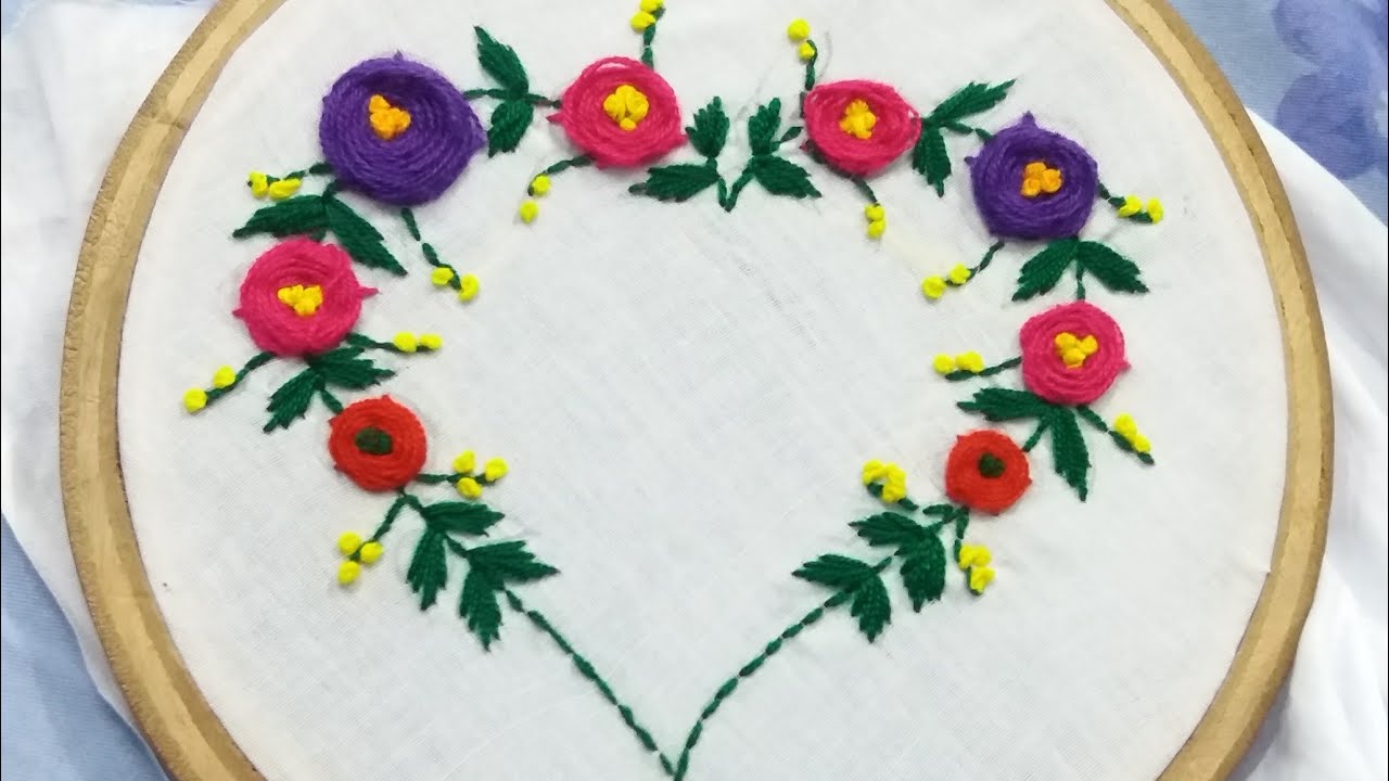 Beautiful hand ambroidery flower degine tutorial - YouTube