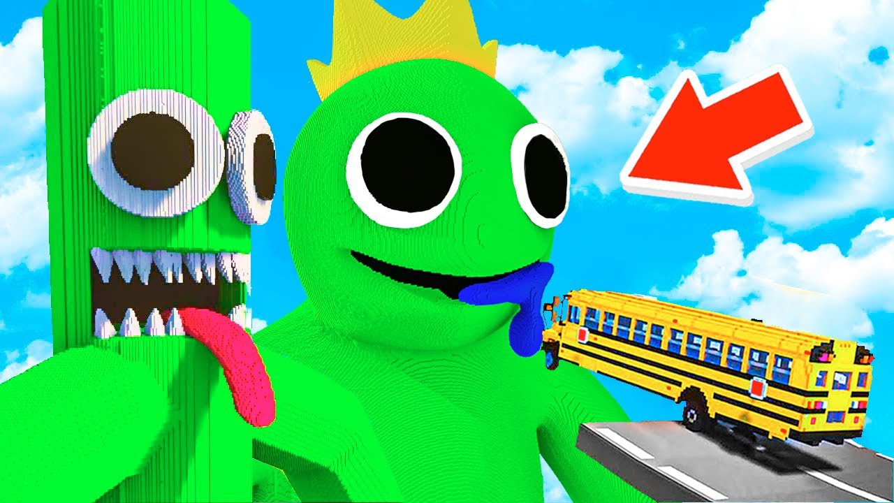 CARS vs ALL GREEN RAINBOW FRIENDS (Teardown Mods) - YouTube