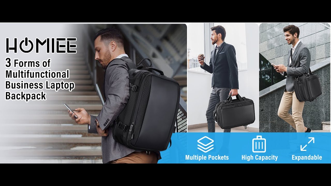 HOMIEE Travel Backpack 3 in 1 Laptop Backpack Briefcase Messenger Bag ...