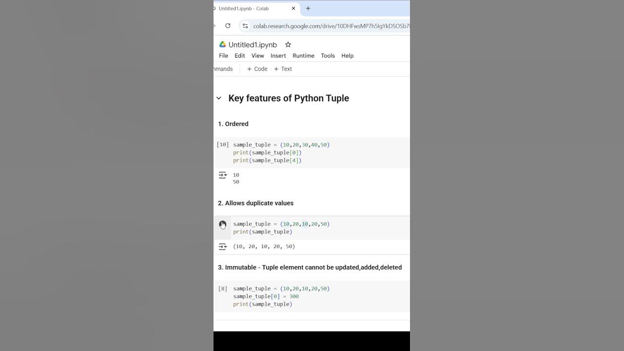 Key features of Python Tuple - YouTube