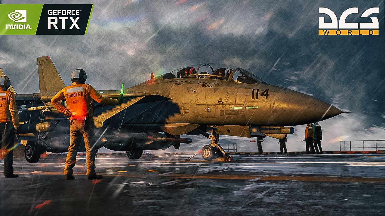 DCS: TOP GUN F-14 TOMCAT WET DECK TAKEOFF IN EXTREME WEATHER! - YouTube