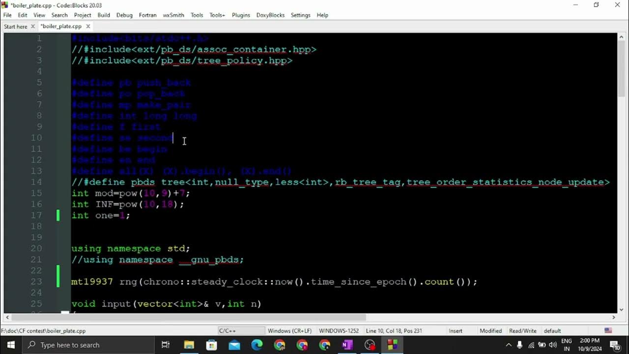 Boiler Plate / Template File for Competitive Programming - YouTube