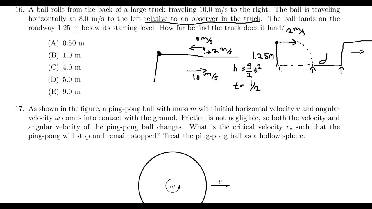 F = ma 2016 Problem 16: Relative Velocities - YouTube