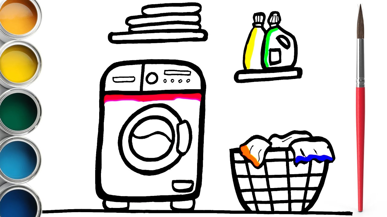 How to draw washing machine for kids | washing machine drawing easy and ...