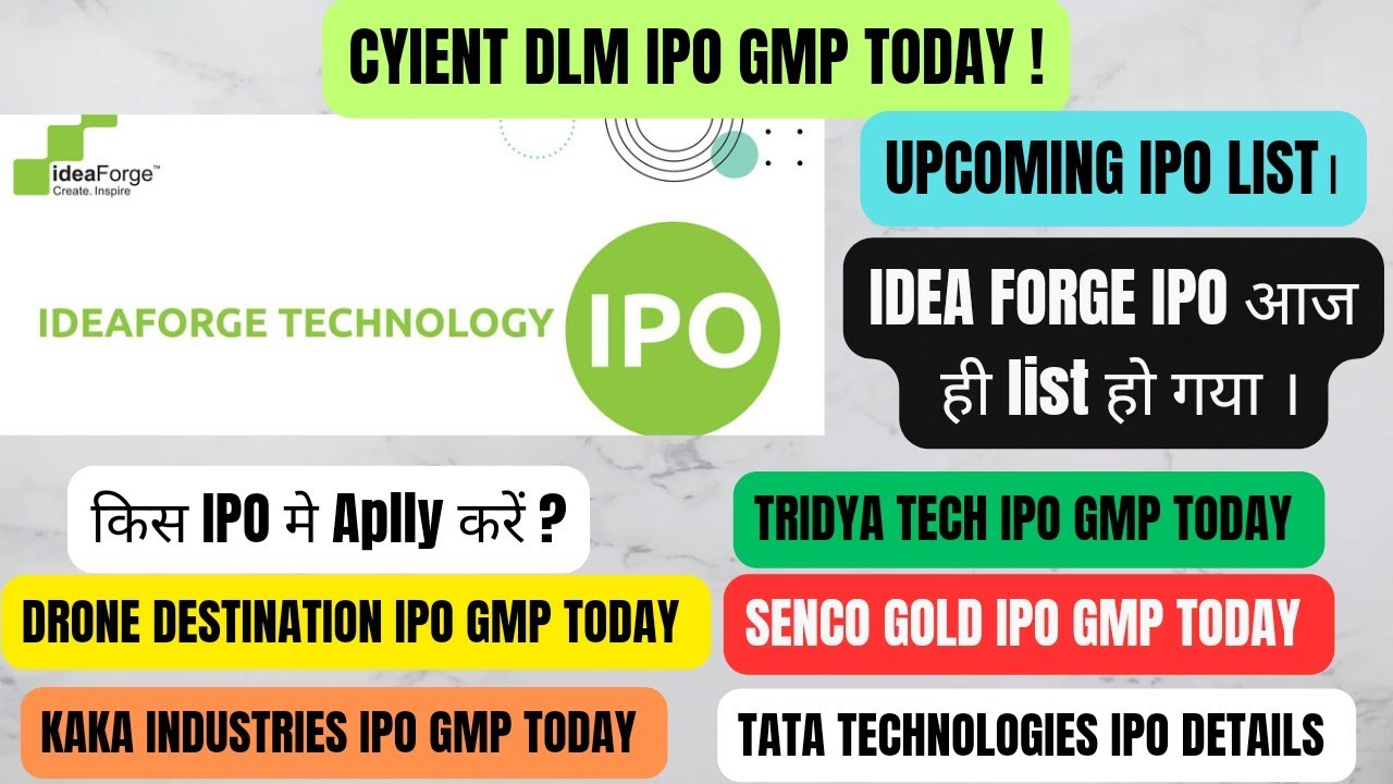 SENCO GOLD IPO GMP TODAY • CYIENT DLM IPO GMP TODAY • IDEA FORGE IPO ...