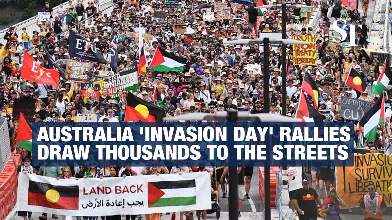 Australia 'Invasion Day' rallies draw thousands to the streets - YouTube
