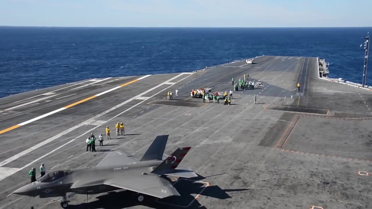 F 35C Landing aboard Aircraft Carrier - YouTube