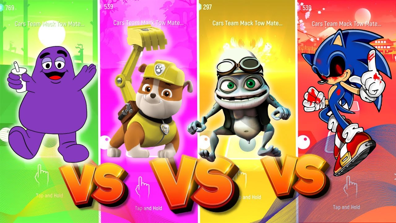 Grimace Shake 🆚 Paw Patrol Rubble 🆚 Crazy Frog 🆚 Sonic Tiles Hop - YouTube