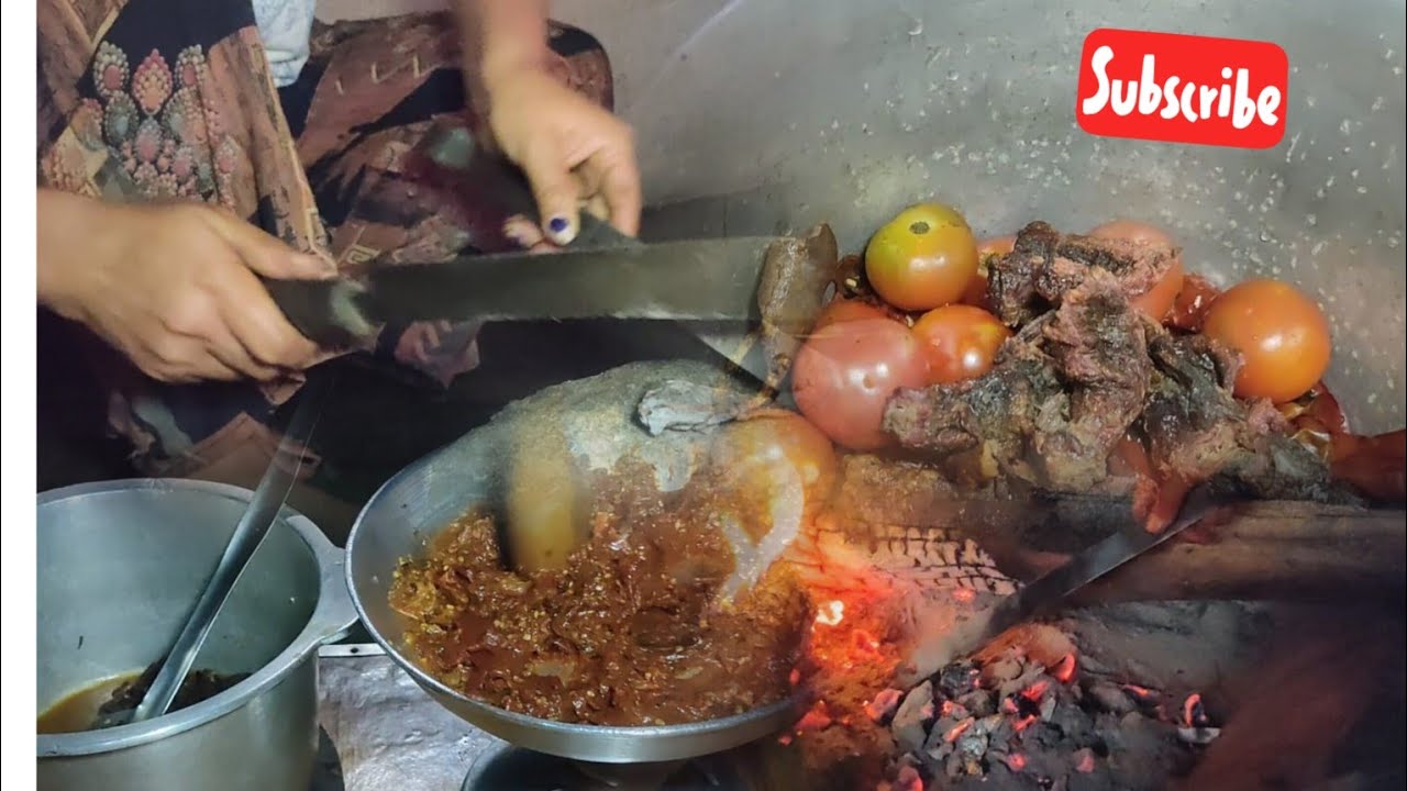 Cooking Buffalo smoked meat 🍖 with Dry axone (fermented soybeans)naga ...