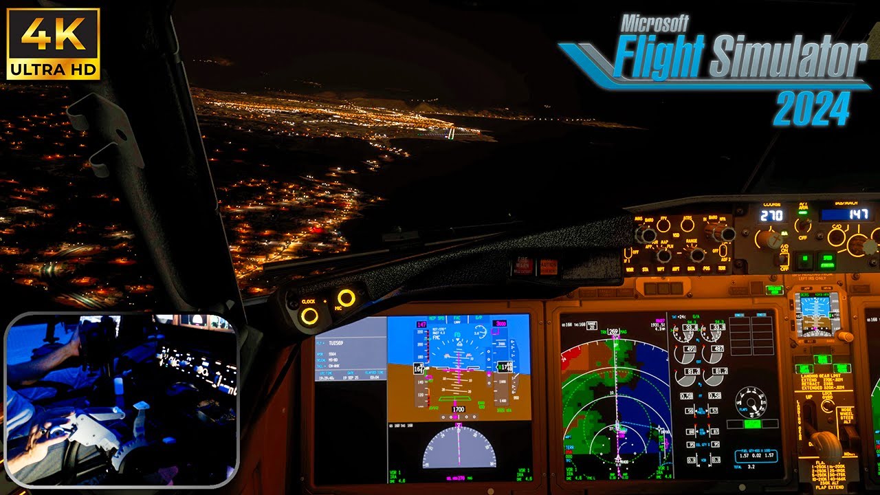 FLIGHT SIMULATOR 2024 ️ BUSY ARRIVAL HERAKLION AIRPORT 🌙🛫 STUNNING ...