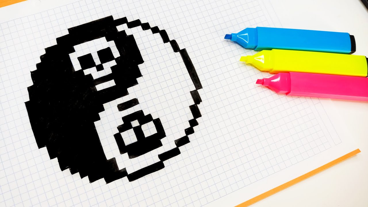 Handmade Pixel Art - How to draw a Yin Yang of Skulls #pixelart - YouTube