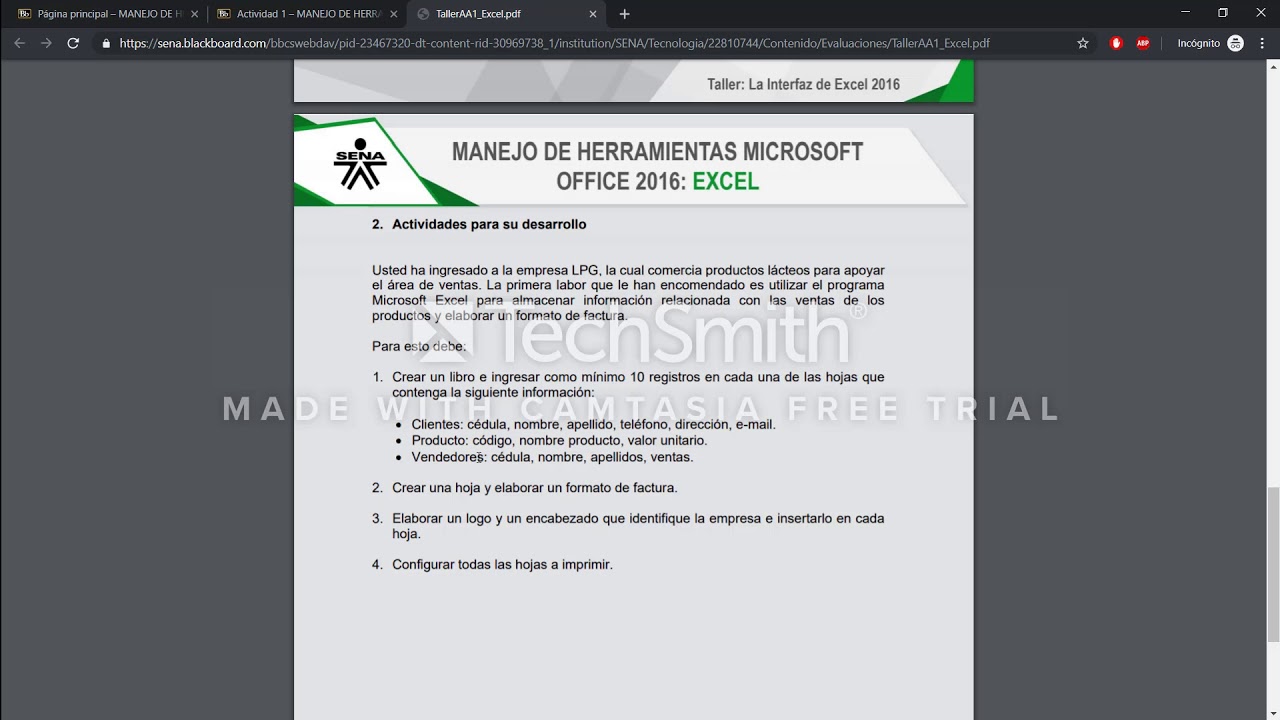 Actividad Aprendizaje Semana 1 Excel - Sena Virtual - YouTube