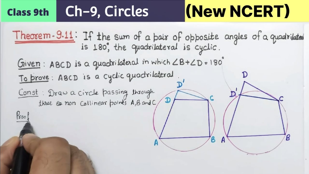 Class 9th Chapter 9 Circles Theorem 9.11 New NCERT Book Maths CBSE | If ...