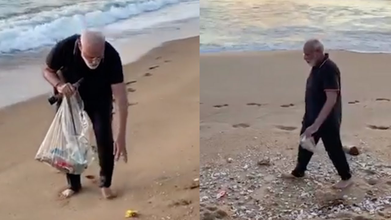 Indian PM Narendra Modi is cleaning the beach | Modi pledge to Clean ...