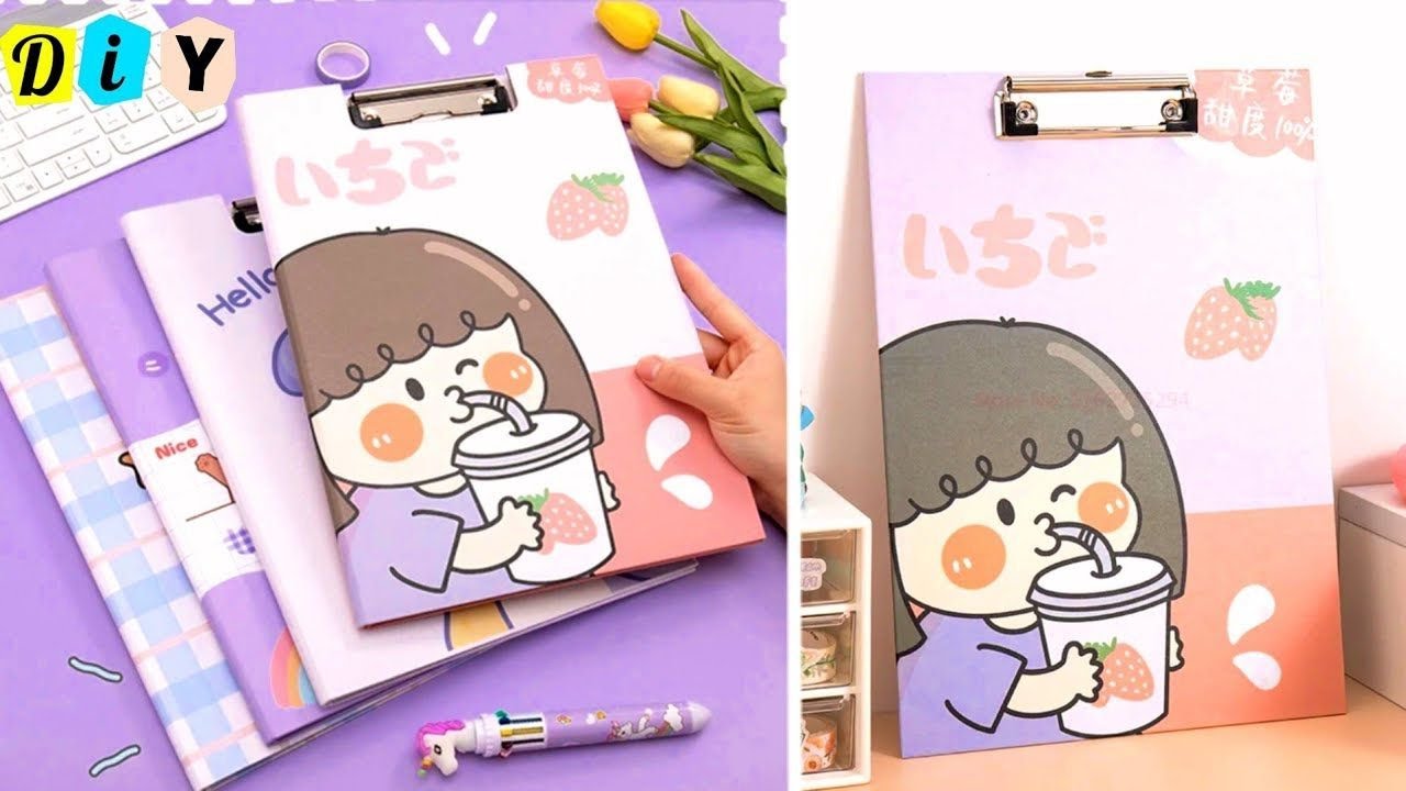 How to make cute file folder clipboard / DIY exam pad - YouTube