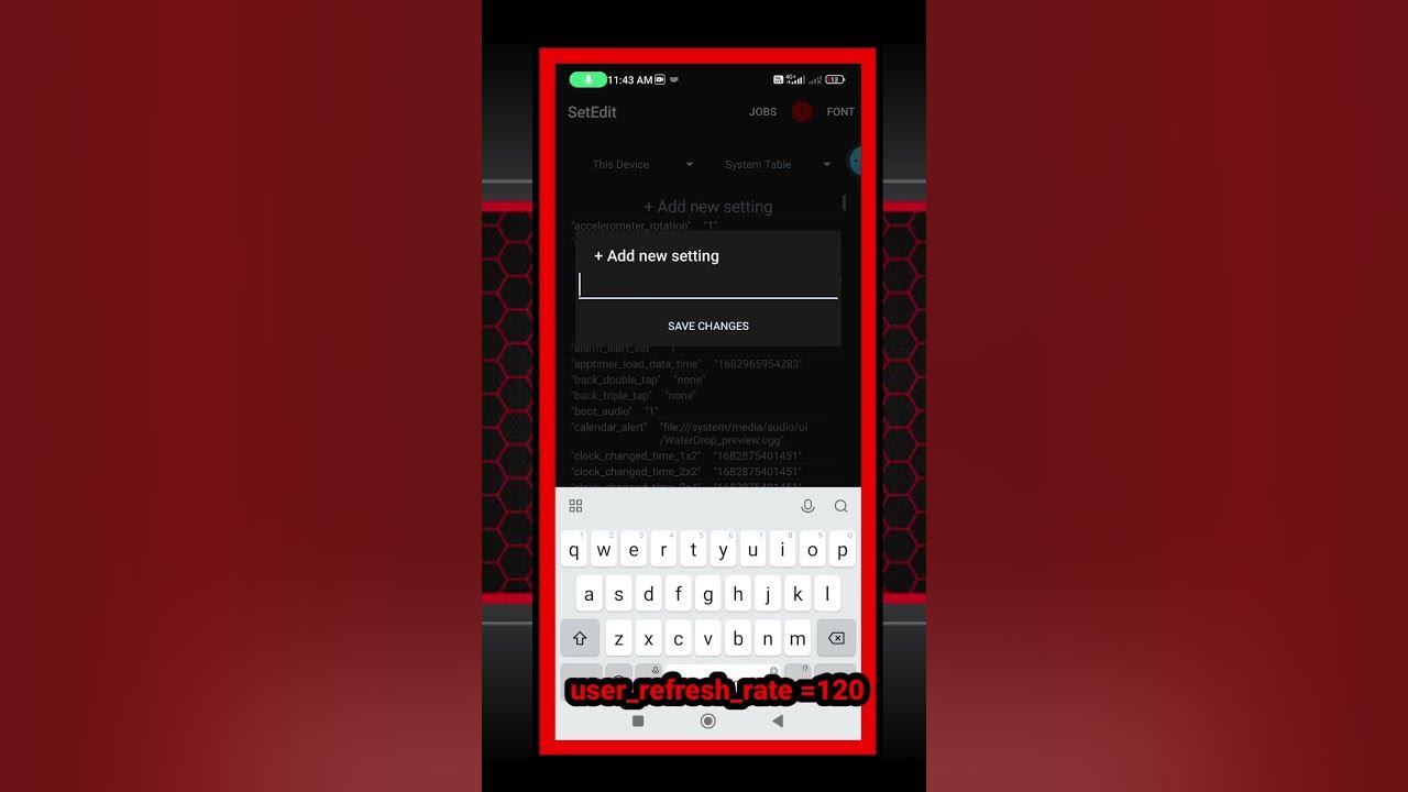 SetEdit Enable Refresh 120 Hz Command | Lag Fix Without Root #overclockgames #lagfix #noroot ...