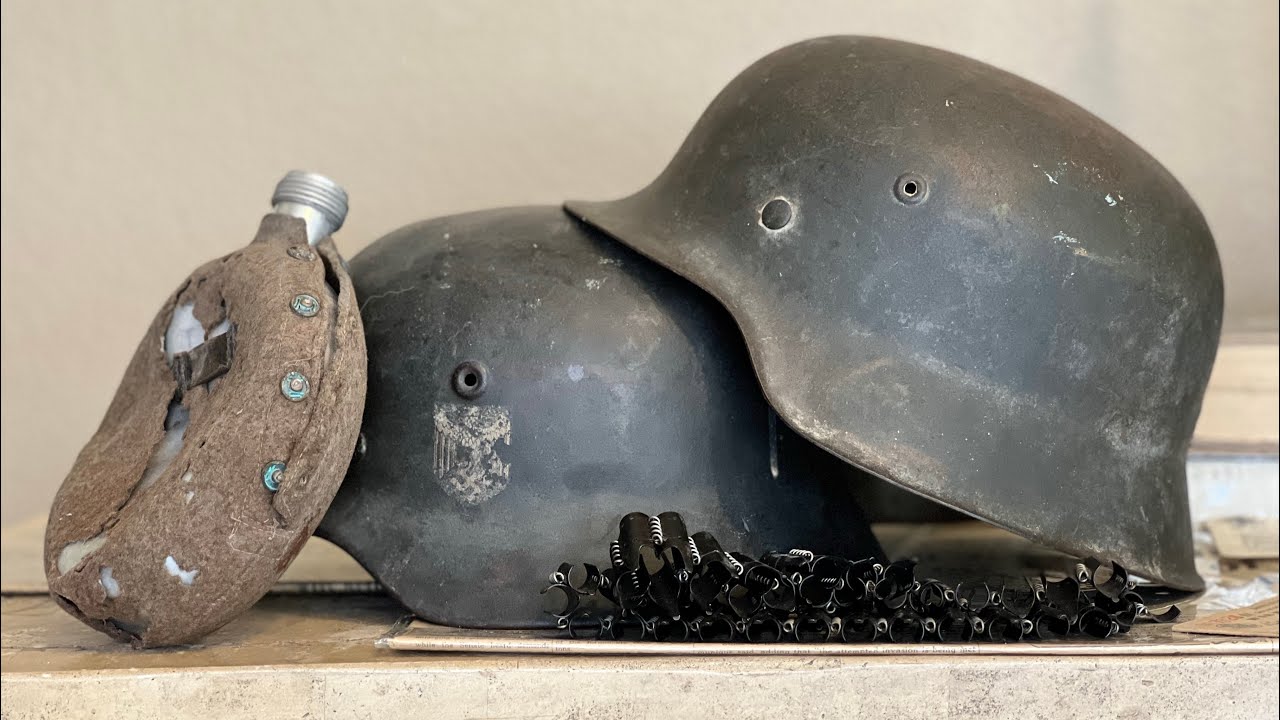 Original German WW2 Helmet M42 Ex Whitewash Helmet - YouTube