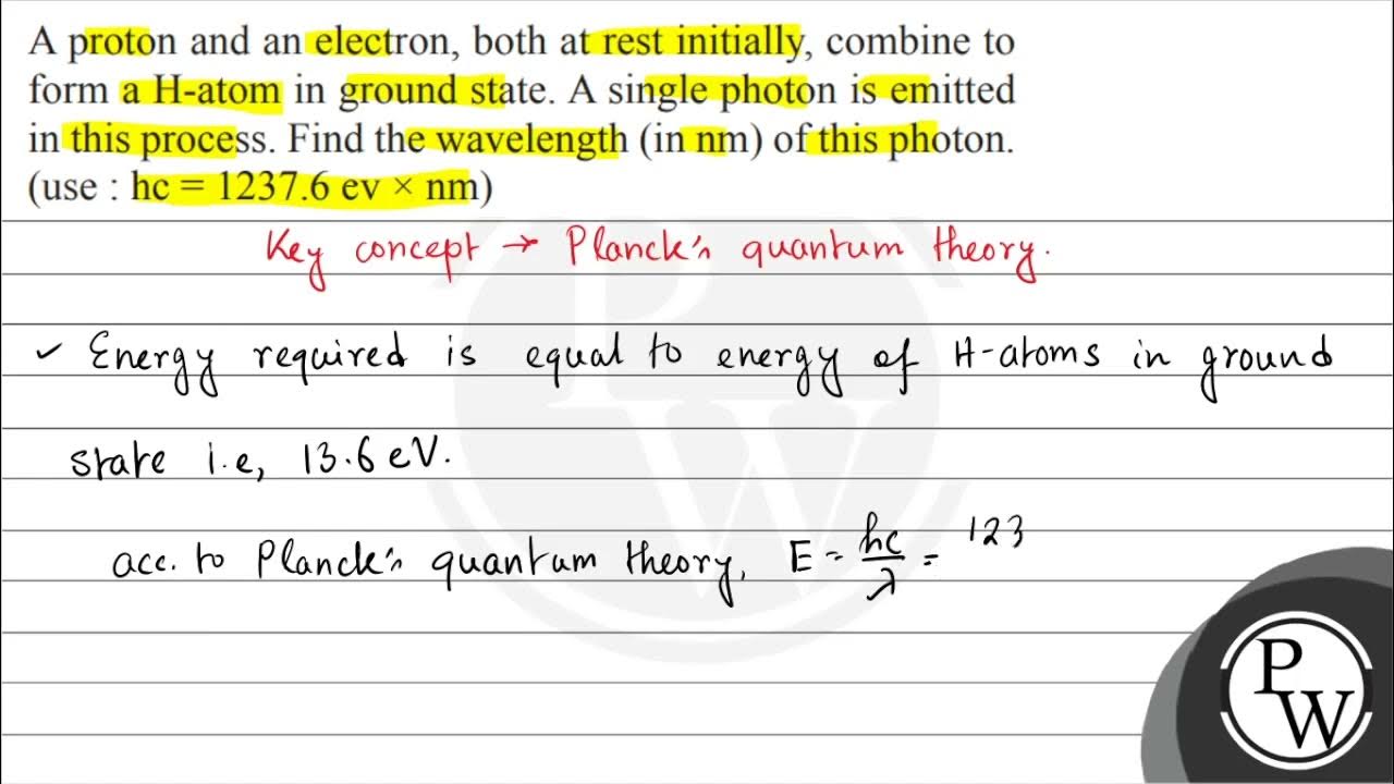 A proton and an electron, both at rest initially, combine to form a H-atom in ground state. A si ...