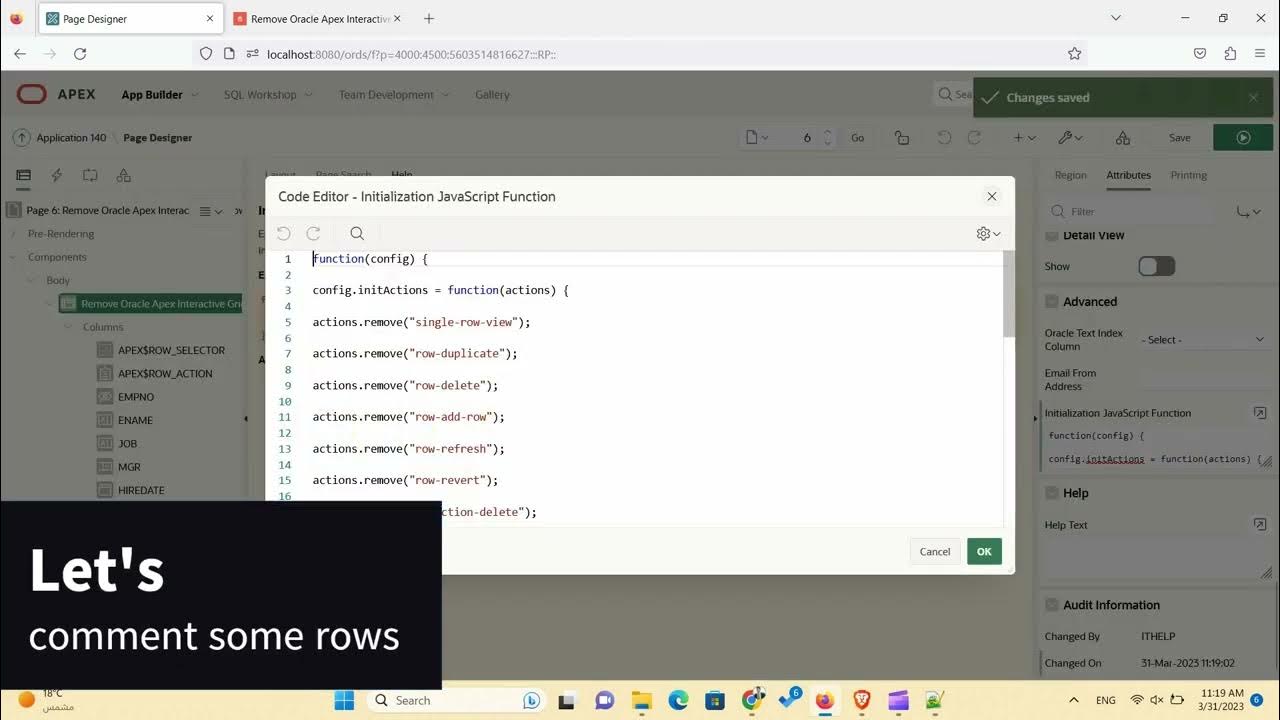 Hide row actions in Interactive Grid in Oracle Apex - YouTube