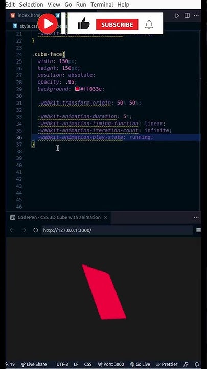 Drawing 3D Animation of Cube in HTML & CSS | 3D Cube 🧊 Design in CSS 🔥🔥 ...