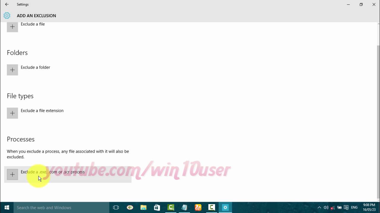 Windows 10 : How to Add or Remove Processes exclusions to windows ...