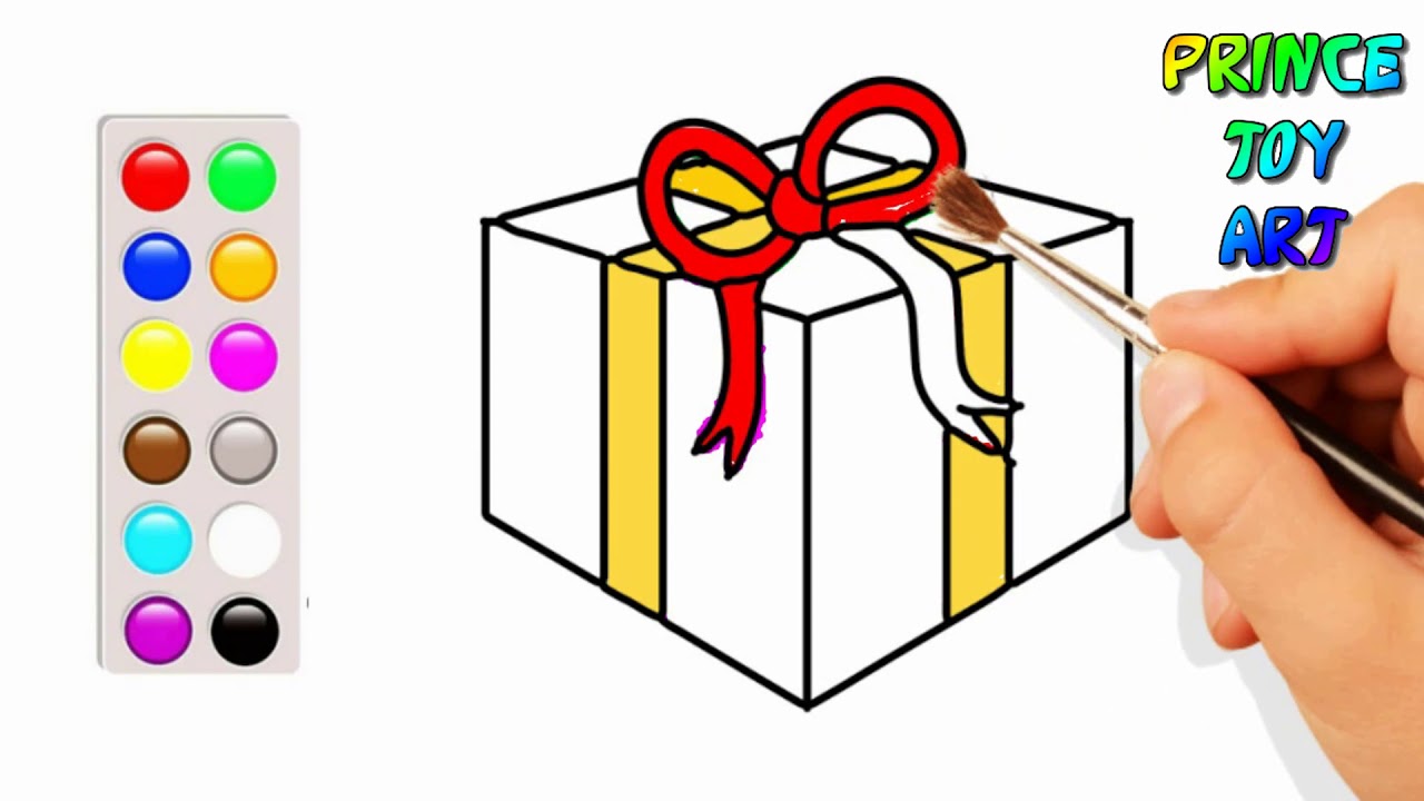 How to Draw a Gift Box for Kids | Gift Box Drawing and Coloring Pages ...