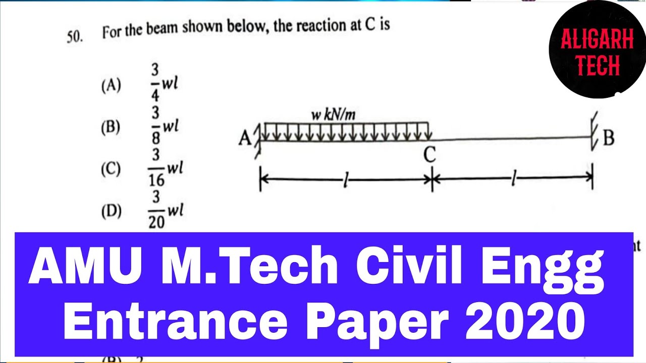 AMU M.Tech civil Engineering previous year paper Entrance exam last ...