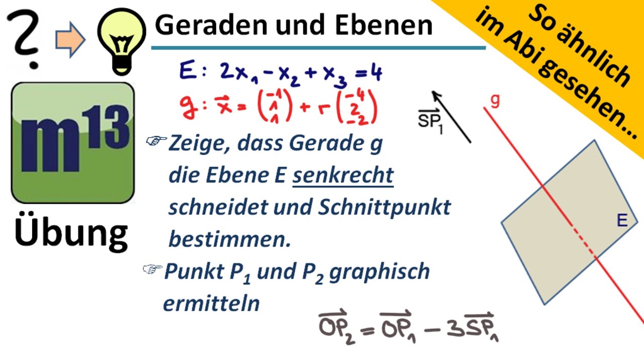 Gerade, senkrecht zur Ebene: Schnittpunkt und weitere Punkte bestimmen ...
