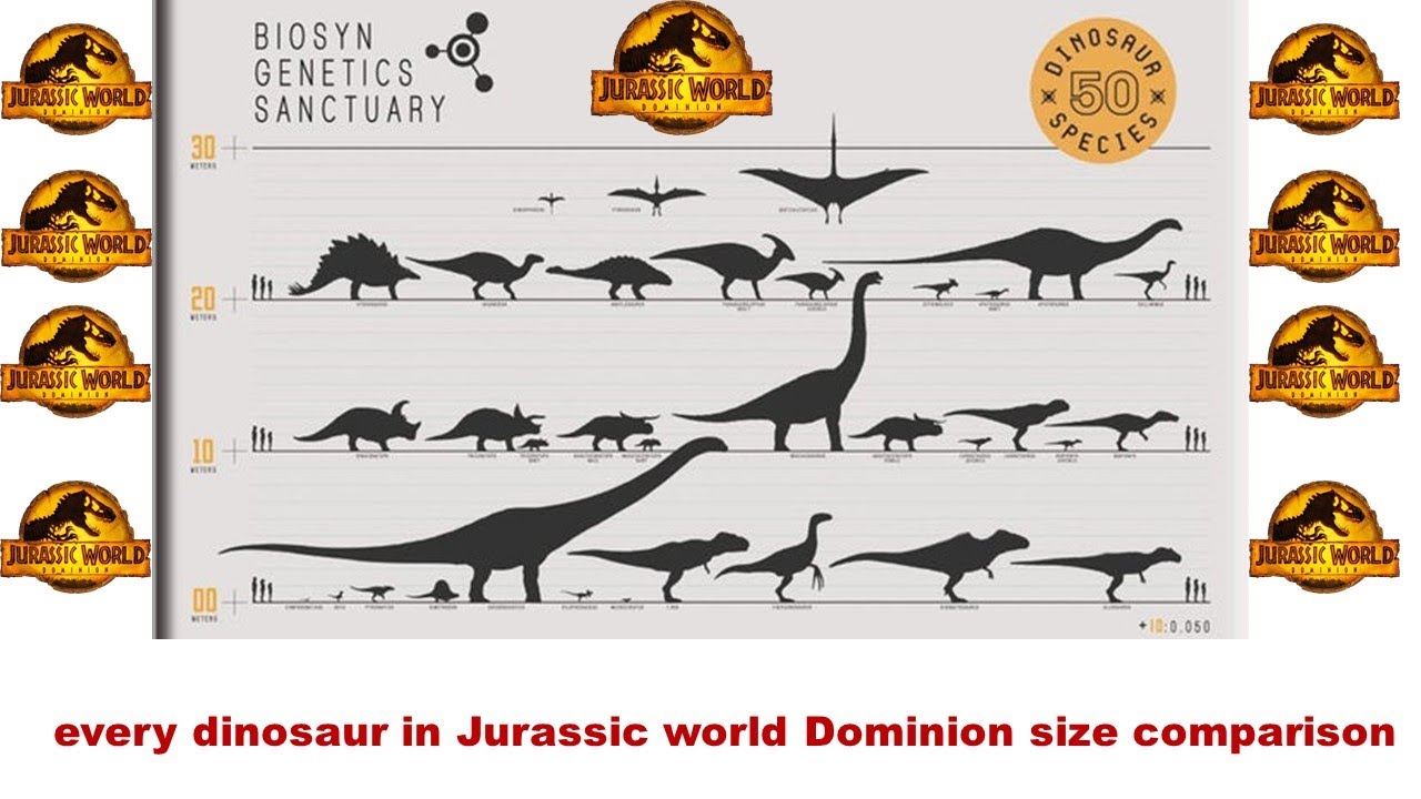 every dinosaur in Jurassic world Dominion size comparison - YouTube