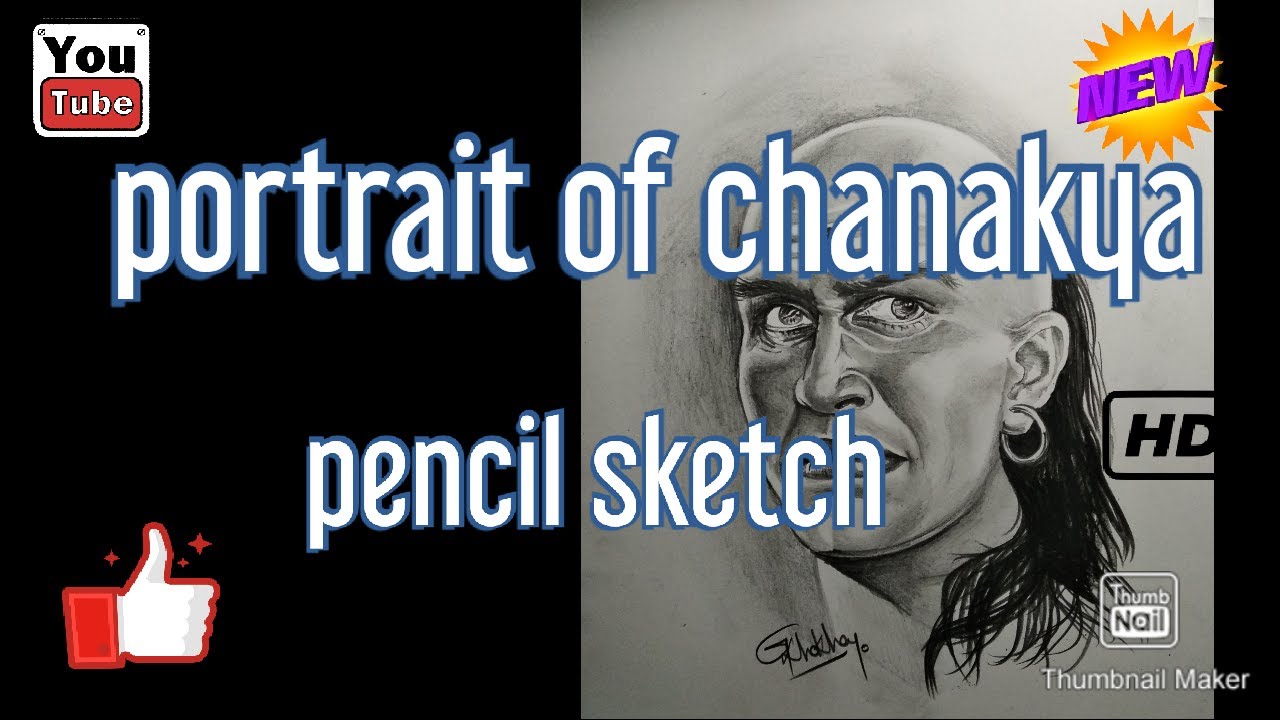 Chanakya's portrait with pencil easy to draw - YouTube