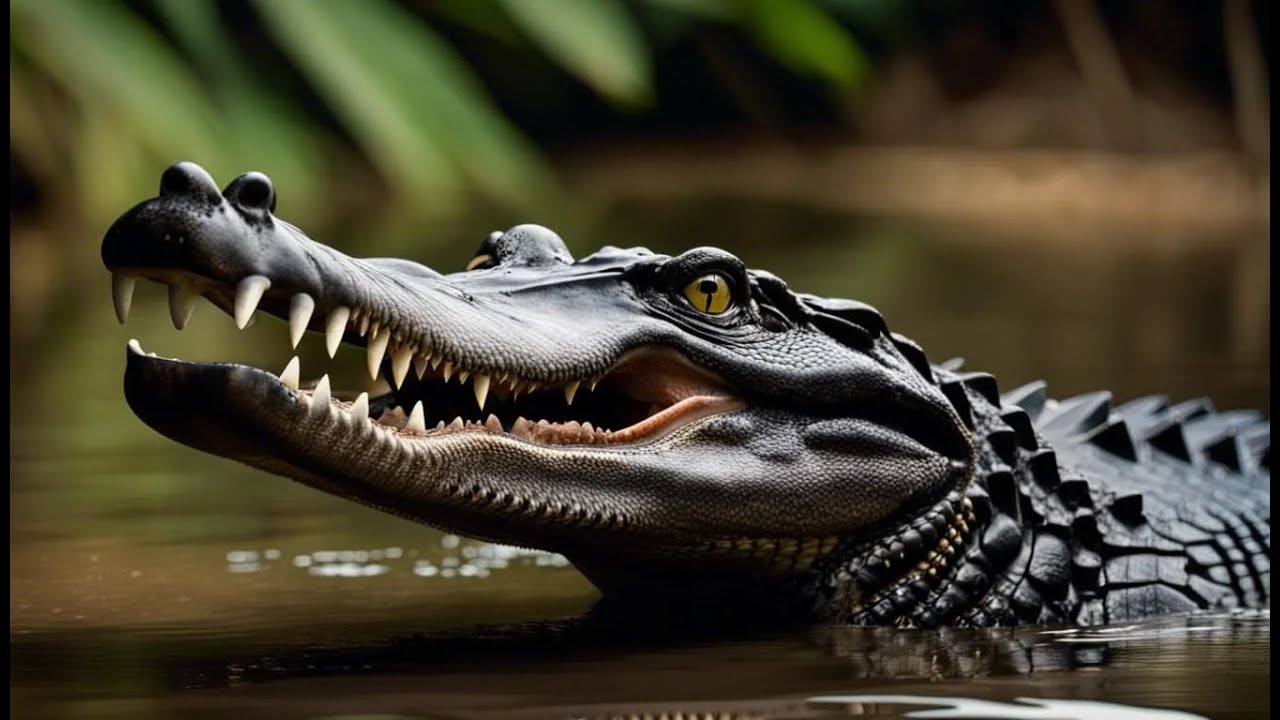 The Black Caiman Crocodile of the Amazon Rainforest - YouTube