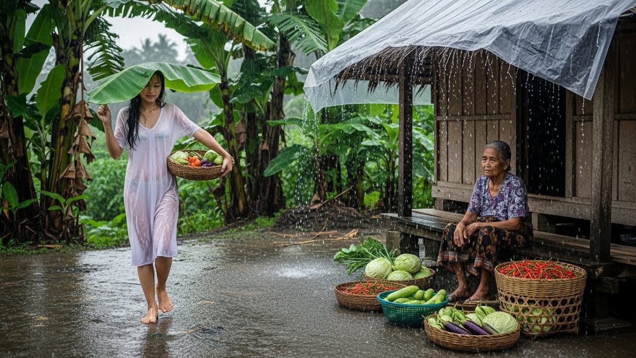 The most beautiful heavy rain in the countryside caught on camera ...