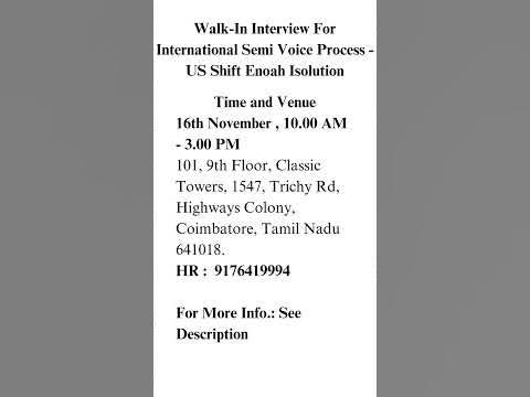 Walk-In Interview For International Semi Voice Process - US Shift Enoah Isolution - YouTube